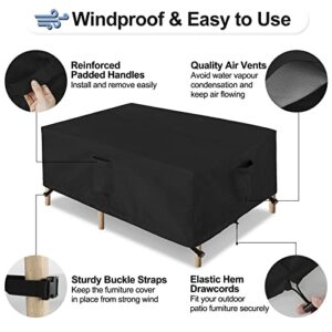 OutdoorLines Outdoor Waterproof Patio Table Furniture Set Covers - Rectangle Couch Sectional Cover Outside Weatherproof Patio Furniture Covering for Deck, Lawn and Backyard 74"L x 47"W x 28"H, Black