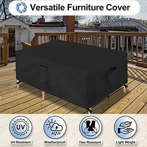 OutdoorLines Outdoor Waterproof Patio Table Furniture Set Covers - Rectangle Couch Sectional Cover Outside Weatherproof Patio Furniture Covering for Deck, Lawn and Backyard 74"L x 47"W x 28"H, Black