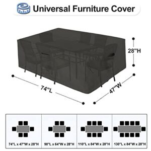 OutdoorLines Outdoor Waterproof Patio Table Furniture Set Covers - Rectangle Couch Sectional Cover Outside Weatherproof Patio Furniture Covering for Deck, Lawn and Backyard 74"L x 47"W x 28"H, Black