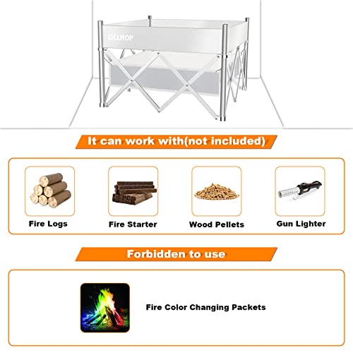 24 Inches Camping Fire Pit, DLLHOP Fire Pit with Aluminum- Alloy Frame, 304 Stainless Steel Mesh and Heat Shield for Leave No Trace Fires, Outdoor Fire Pit for Camping, Beach Parties, Patio, DH-FP01