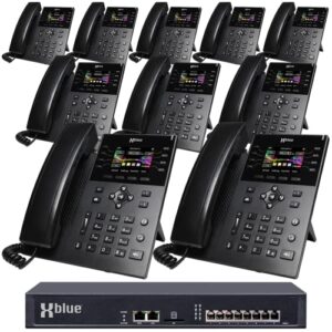 xblue qb2 system bundle with 10 ip8g ip phones including auto attendant, voicemail, cell & remote phone extensions & call recording