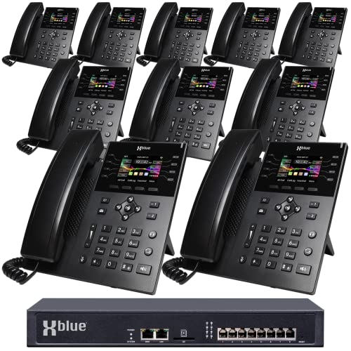 XBLUE QB2 System Bundle with 10 IP8g IP Phones Including Auto Attendant, Voicemail, Cell & Remote Phone Extensions & Call Recording