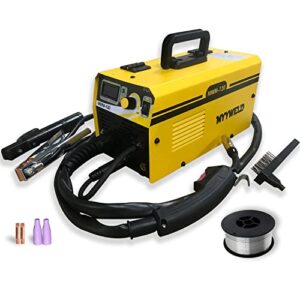 mig welder, myyweld 120a 110v mig welding gasless mig/stick welder 2 in 1 flux core wire welding machine no gas igbt inverter