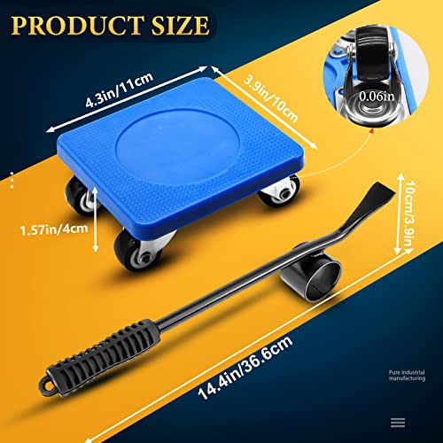 Furniture Movers with Wheels & Furniture Lifter Set, 360° Rotation Wheels Furniture Dolly, 800 Lbs Load Capacity, for Moving Heavy Furniture, Refrigerator, Sofa, Cabinet (Blue)