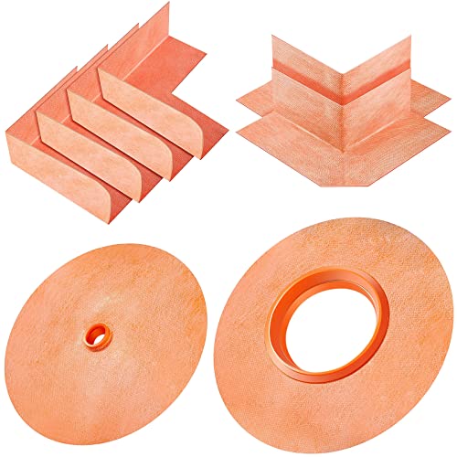 Weraher 8PCS Waterproofing Seal Kit for Shower,Inside Outside Corner Seals,Pipe Seal,Mixing Valve Seal Waterproofing Corner Shower Seamless Membrane Polyethylene Corner for Bathtub and Steam Room