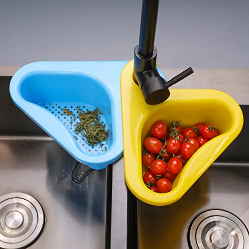 Swan Drain Basket Sink 2pcs Kitchen Sink Drain Basket Multipurpose Basket Kitchen Triangle Sink Filter Kitchen Sink Strainer Basket Blue and Yellow LB000315