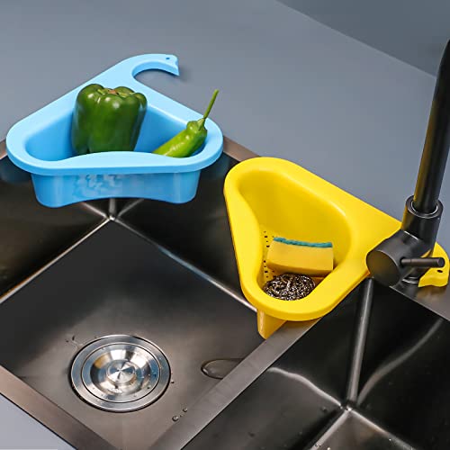 Swan Drain Basket Sink 2pcs Kitchen Sink Drain Basket Multipurpose Basket Kitchen Triangle Sink Filter Kitchen Sink Strainer Basket Blue and Yellow LB000315