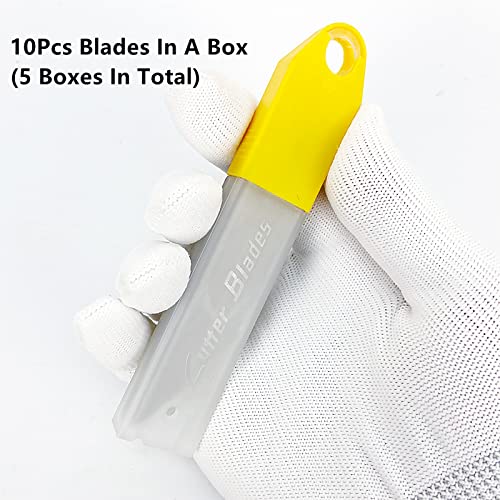 Umaki 18mm Knife Blades 0.5mm Thick Retractable Utility Knife Blades, 50pcs Hard Carbon Steel Snap Off Blades For Car Vinyl Wrap Window Film Tinting Wallpaper Installation