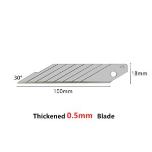 Umaki 18mm Knife Blades 0.5mm Thick Retractable Utility Knife Blades, 50pcs Hard Carbon Steel Snap Off Blades For Car Vinyl Wrap Window Film Tinting Wallpaper Installation