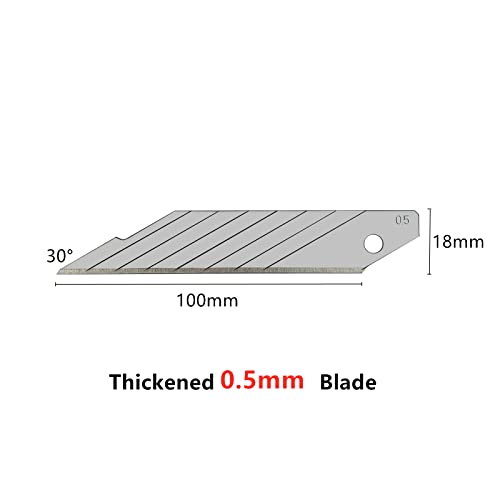 Umaki 18mm Knife Blades 0.5mm Thick Retractable Utility Knife Blades, 50pcs Hard Carbon Steel Snap Off Blades For Car Vinyl Wrap Window Film Tinting Wallpaper Installation