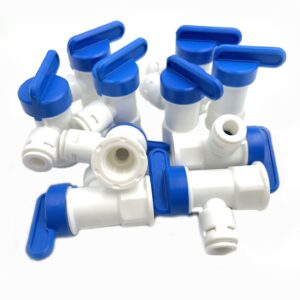 10pcs 1/4 inch FNPT to 1/4" Tank Ball Valve for Reverse Osmosis RO Water Storage Tanks Water Filter,Push to Connect Plastic Quick Connect RO Fittings