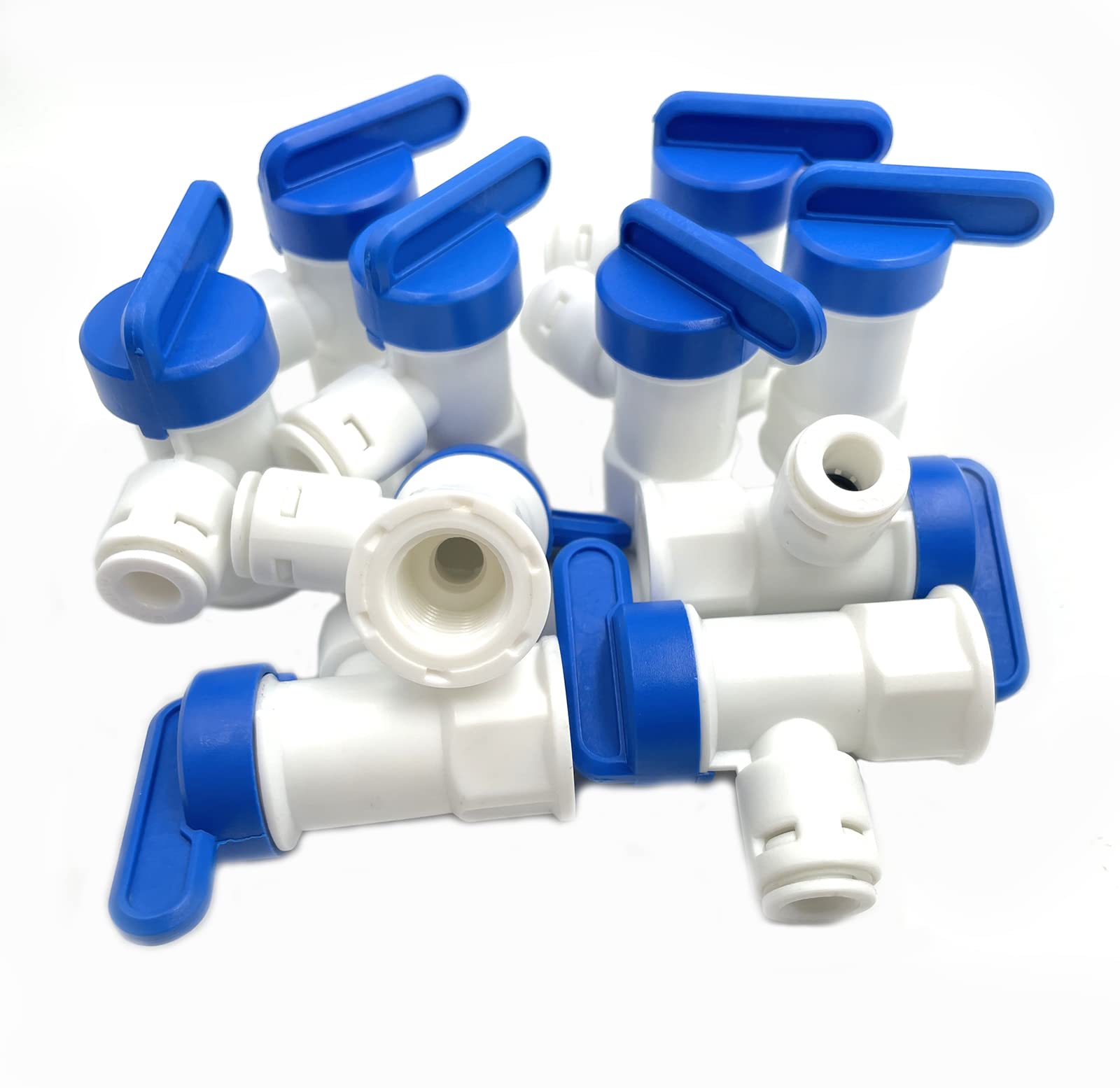 10pcs 1/4 inch FNPT to 1/4" Tank Ball Valve for Reverse Osmosis RO Water Storage Tanks Water Filter,Push to Connect Plastic Quick Connect RO Fittings