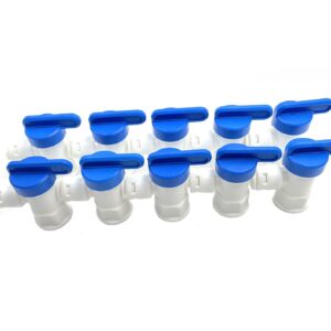 10pcs 1/4 inch FNPT to 1/4" Tank Ball Valve for Reverse Osmosis RO Water Storage Tanks Water Filter,Push to Connect Plastic Quick Connect RO Fittings