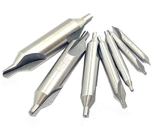 7pcs/Set High Speed Steel Center Drill Bits Kit 60-Degree Angle Center Drill Bits Kit Countersink Tools for Lathe Metalworking Size 1.0 1.5 2.0 2.5 3.0 4.0 5.0