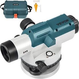 vevor automatic optical level 24x optical auto level kit high precision height/distance/angle level measure builders level with magnetic dampened compensator and transport lock, ip54 waterproof