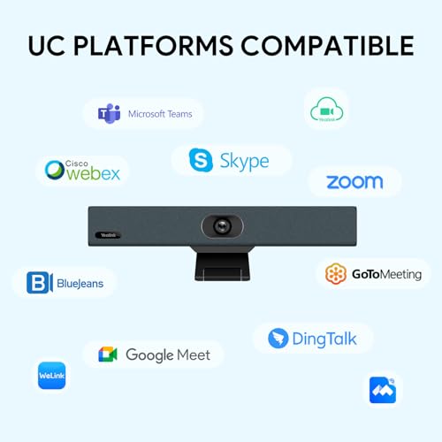 Yealink UVC34 4K Conference Room Camera System All-in-One Video Conferencing System, Auto Framing, 120° Wide Angle Webam with Microphone, Teams Certified Zoom Rooms Camera, PC Connected via USB-A