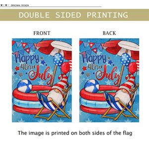 Hzppyz Happy 4th of July Gnome USA Garden Flag, America Patriotic Decorative Yard Outdoor Small Decor, American Memorial Day Home Outside 12x18