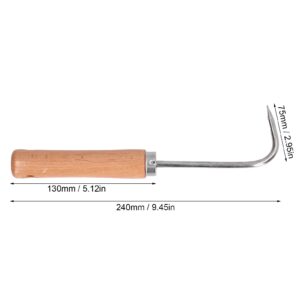 2Pcs 240mm/ 9.45in Single Claw Bonsai Root Hook, Stainless Steel Gardening Digging Tools with Wooden Handle for Weeding Planting Flowers