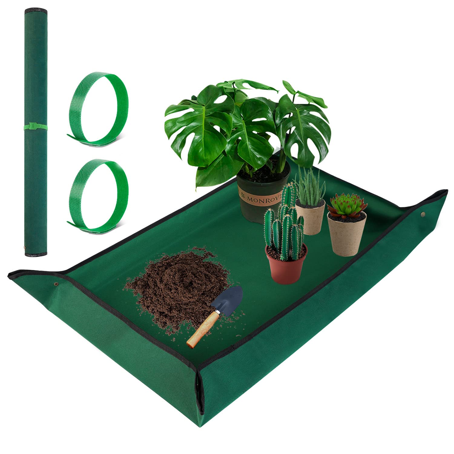 Extra Large Repotting Mat for Indoor Plant Transplanting and Mess Control, 43" X 29" Thickened Waterproof , Foldable and Easy to Clean Gardening Work Mat & Succulent Plant Mat Green