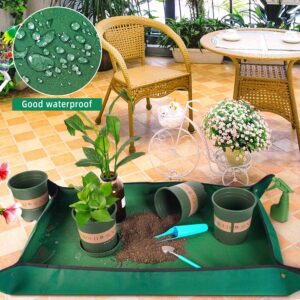 Extra Large Repotting Mat for Indoor Plant Transplanting and Mess Control, 43" X 29" Thickened Waterproof , Foldable and Easy to Clean Gardening Work Mat & Succulent Plant Mat Green