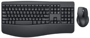 wireless keyboard and mouse - ergonomic keyboard and mouse combo full size keyboard cordless with palm wrist rest ergonomic mouse wireless for windows computers laptops - black