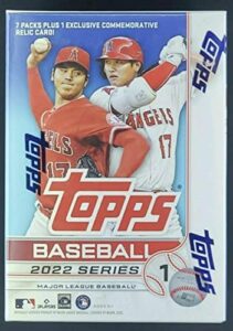 2022 topps series 1 baseball factory sealed blaster box 7 packs of 14 cards plus 1 commemorative relic card. massive 99 cards, chase rookie cards of an generational talent rookie wander franco, and more blasters are my personal favorite to open for great