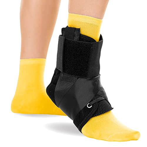 BraceAbility Ankle Brace - Lace-Up Ankle Brace for Women and Men - Figure-8 Stabilizer Sports Recovery Support Wrap for Right or Left Ankle Pain and Sprains Relief (Medium)