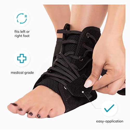 BraceAbility Ankle Brace - Lace-Up Ankle Brace for Women and Men - Figure-8 Stabilizer Sports Recovery Support Wrap for Right or Left Ankle Pain and Sprains Relief (Medium)