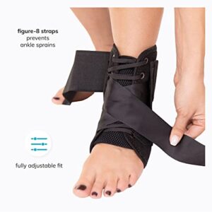 BraceAbility Ankle Brace - Lace-Up Ankle Brace for Women and Men - Figure-8 Stabilizer Sports Recovery Support Wrap for Right or Left Ankle Pain and Sprains Relief (Medium)