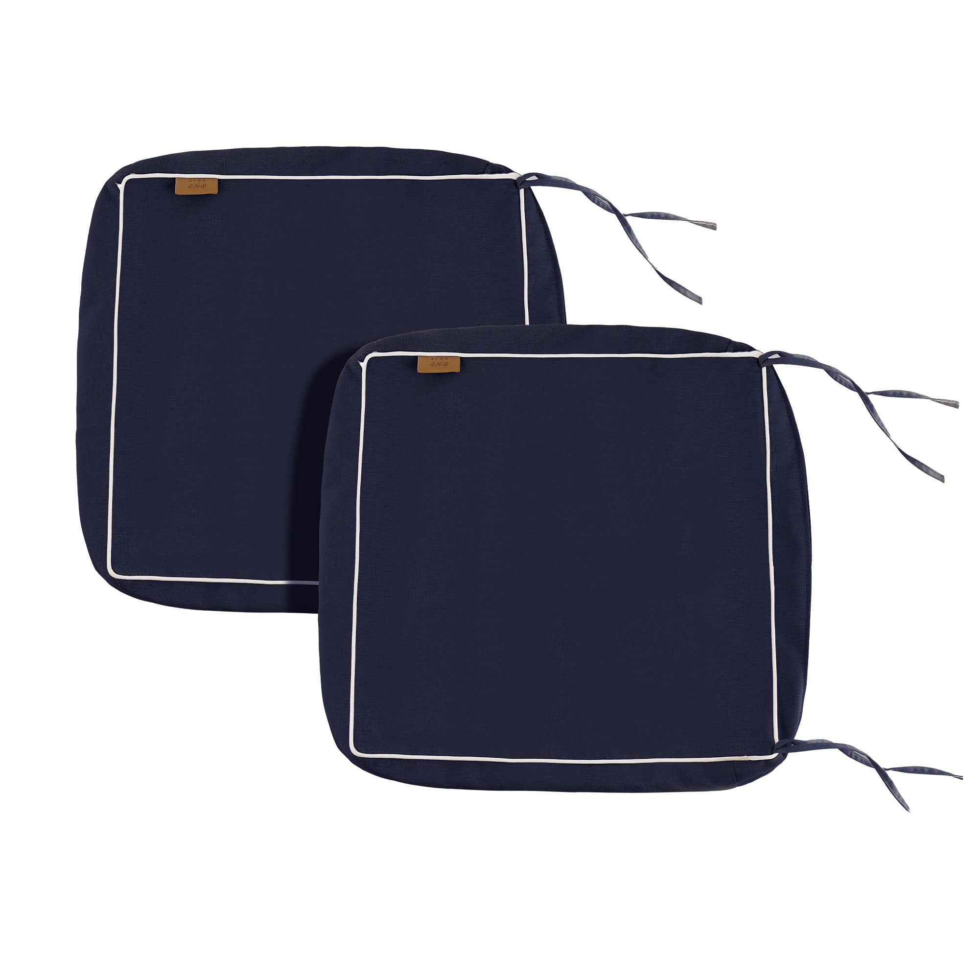 PNP FKJP 2 Pack Outdoor Cushion Washable Covers 20" X 20" X 4"Inch, Water-Resistant Seat Slipcovers, Patio Furniture Covers with Zipper and Tie, Navy (Only Covers)