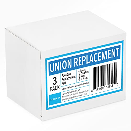 IMPRESA [3 Pack] Union Replacement Intended for Pentair IntelliChlor IC Models 520595 - Home Spa Kit Replacement Part Union Compatible with Pentair Salt Chlorine Generator - 2-inch Union Kit