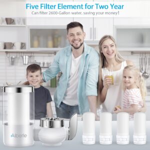 Water Filter for Bathroom Sink, 5 Filter Elements with Transparent Faucet Mount, KitchenTap Water Filtration System, Reduce Chlorine, Tasting Filtered Water