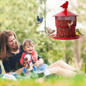 Metal Bird Feeders for Outdoors Hanging, Squirrel Proof Bird Feeder, 4 Lbs Large Capacity, Heavy Duty, 6 Perches, Supports Cardinals, Finch, Blue Jay,Sparrows and Outside Wild Birds