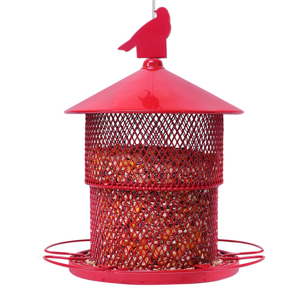 Metal Bird Feeders for Outdoors Hanging, Squirrel Proof Bird Feeder, 4 Lbs Large Capacity, Heavy Duty, 6 Perches, Supports Cardinals, Finch, Blue Jay,Sparrows and Outside Wild Birds