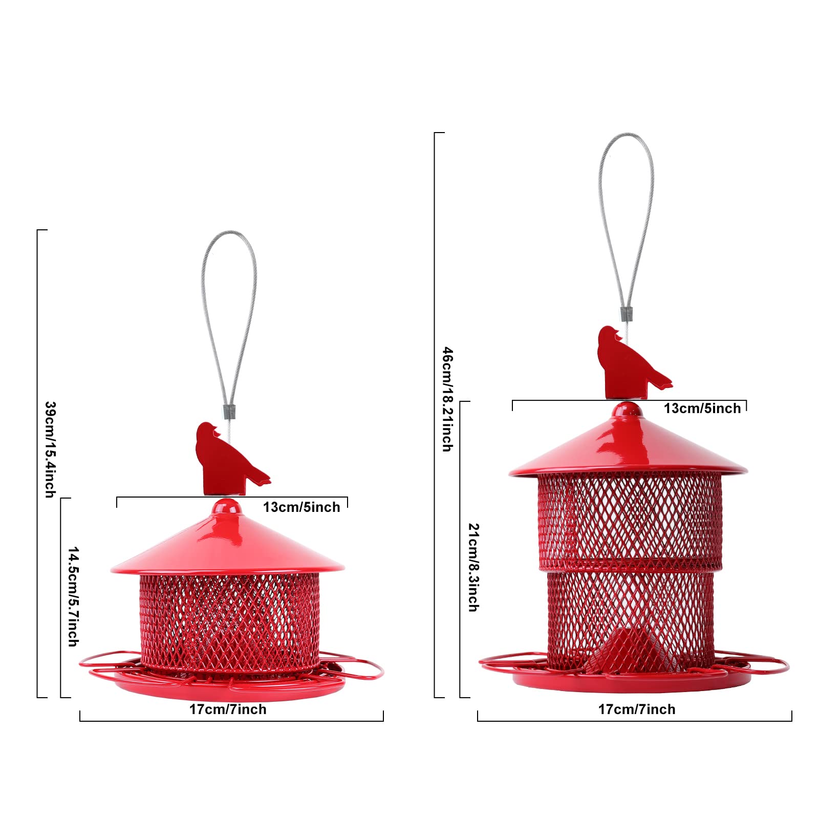 Metal Bird Feeders for Outdoors Hanging, Squirrel Proof Bird Feeder, 4 Lbs Large Capacity, Heavy Duty, 6 Perches, Supports Cardinals, Finch, Blue Jay,Sparrows and Outside Wild Birds