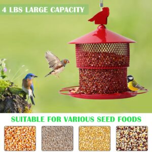 Metal Bird Feeders for Outdoors Hanging, Squirrel Proof Bird Feeder, 4 Lbs Large Capacity, Heavy Duty, 6 Perches, Supports Cardinals, Finch, Blue Jay,Sparrows and Outside Wild Birds