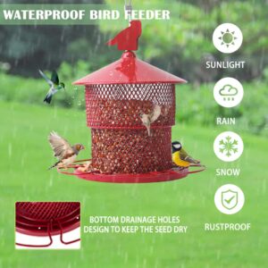 Metal Bird Feeders for Outdoors Hanging, Squirrel Proof Bird Feeder, 4 Lbs Large Capacity, Heavy Duty, 6 Perches, Supports Cardinals, Finch, Blue Jay,Sparrows and Outside Wild Birds