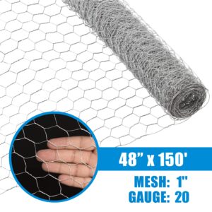 Fencer Wire Poultry Netting Fence, 20 Gauge Galvanized Hexagonal Chicken Wire Fence, 1-Inch Mesh Opening Size (4 ft. x 150 ft.)