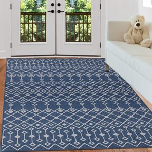 patio rug for entrance bohemian 5x8ft blue area rug indoor outdoor rug textured weave floor carpet durable washable rug for patio,home,picnic,camping