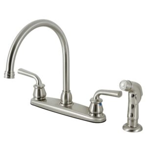 kingston brass kb728rxlsp restoration 8-inch centerset kitchen faucet with side sprayer, brushed nickel