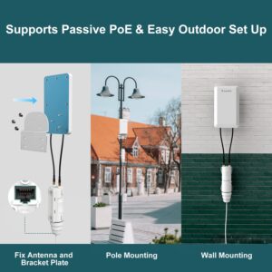 WAVLINK N300 Outdoor WiFi Extender, Outdoor CPE for PtP and PtMP Transmission | 11dBi Directional Antennas, 1.5km, PoE Powered | Support Access Point/Router/Repeater Modes, Ideal for Barn Garage Yard