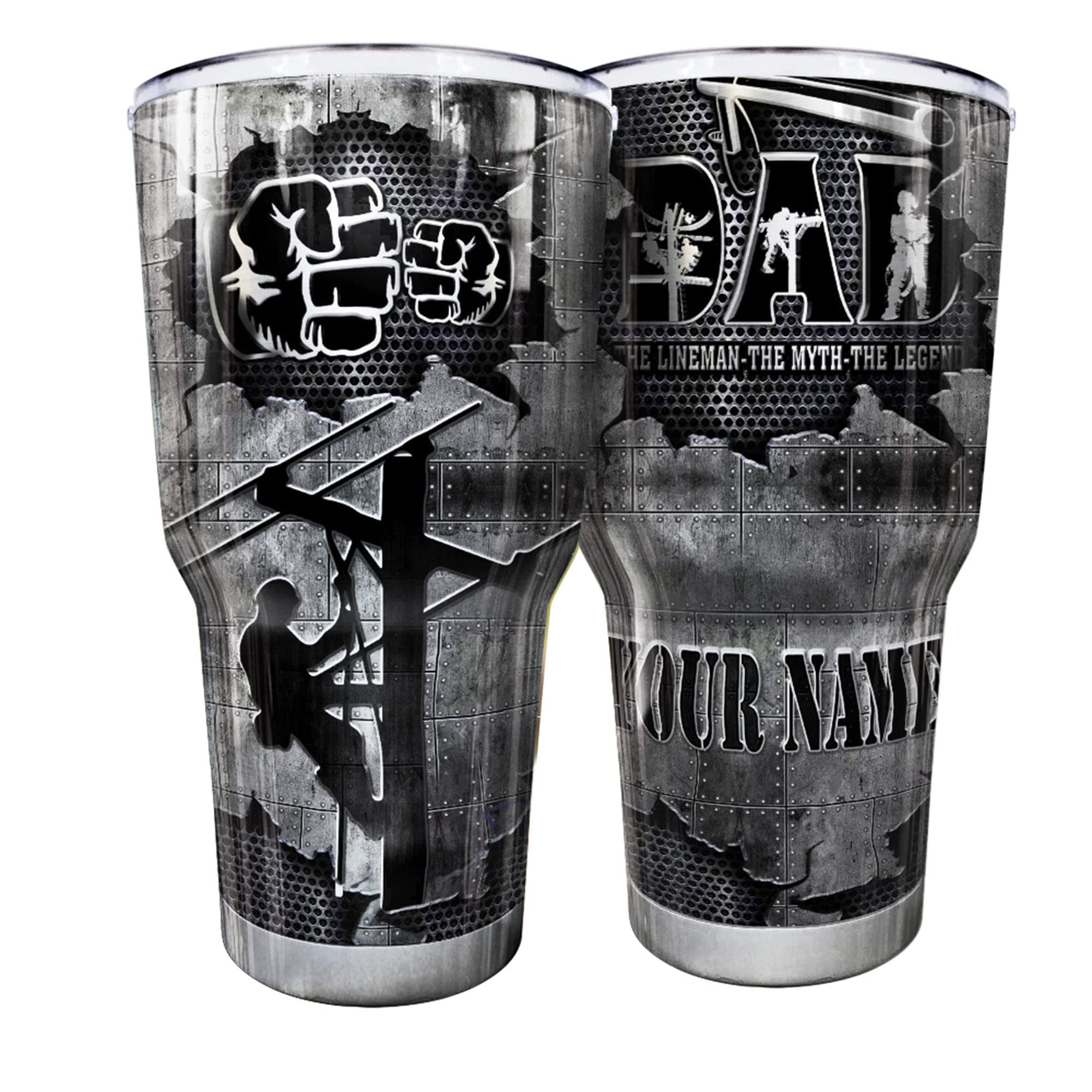 N NAMESISS All Over Printed Tumbler, LINEMAN Personalize Lineman Dad Tumbler, The Lineman The Myth The Legend, Gift For Line Worker, Normal Tumbler, Gift For Father, Gift For Him, Welder Father's Day