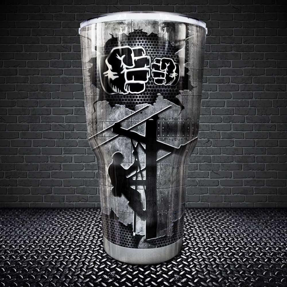 N NAMESISS All Over Printed Tumbler, LINEMAN Personalize Lineman Dad Tumbler, The Lineman The Myth The Legend, Gift For Line Worker, Normal Tumbler, Gift For Father, Gift For Him, Welder Father's Day