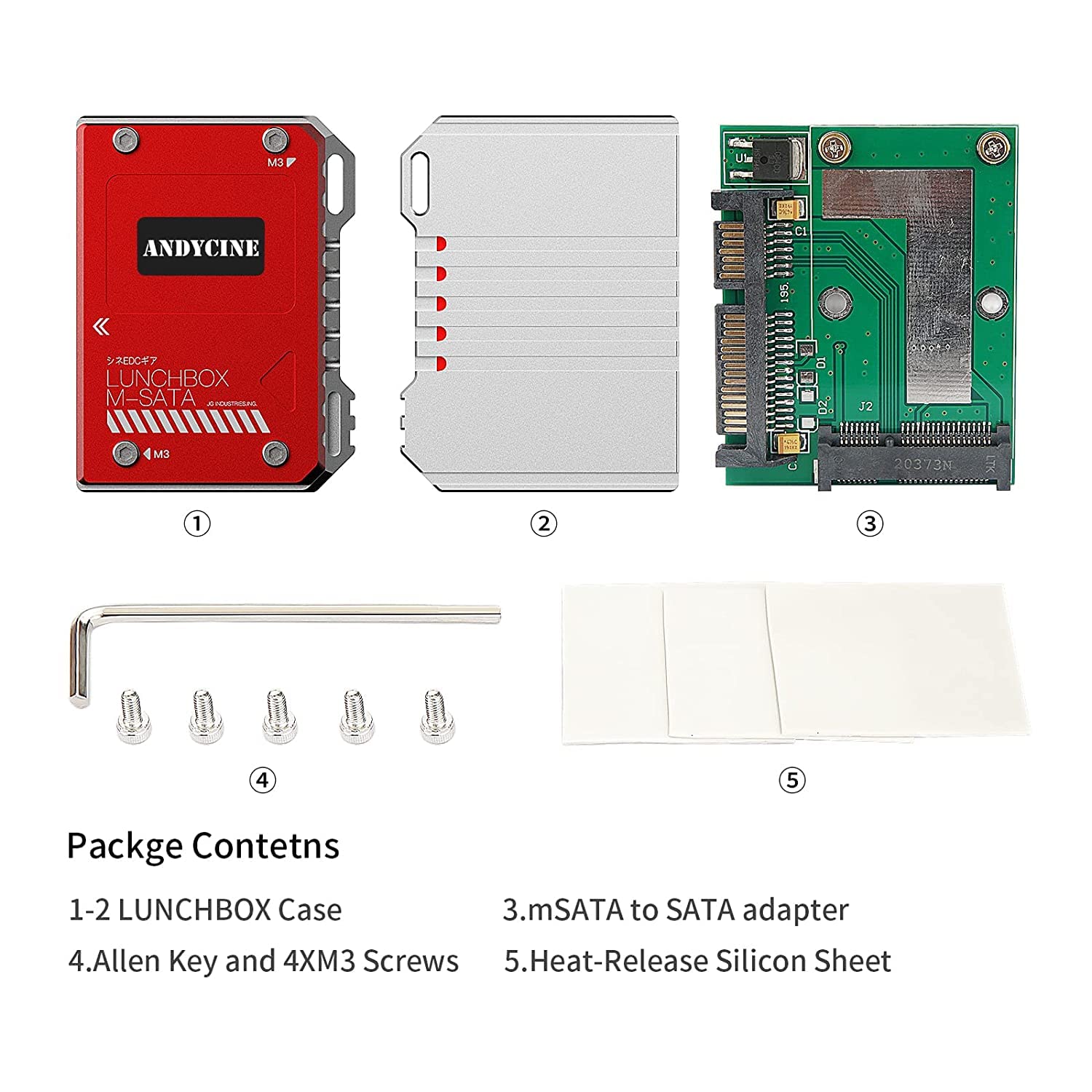 ANDYCINE Lunchbox mSATA to SATA Adapter DIY Magnalium Case for mSATA SSD T5 1TB/2TB Compatible for Atomos Ninja V,Ninja V+,Ninja Flame,Ninja Inferno,and Shogun Inferno