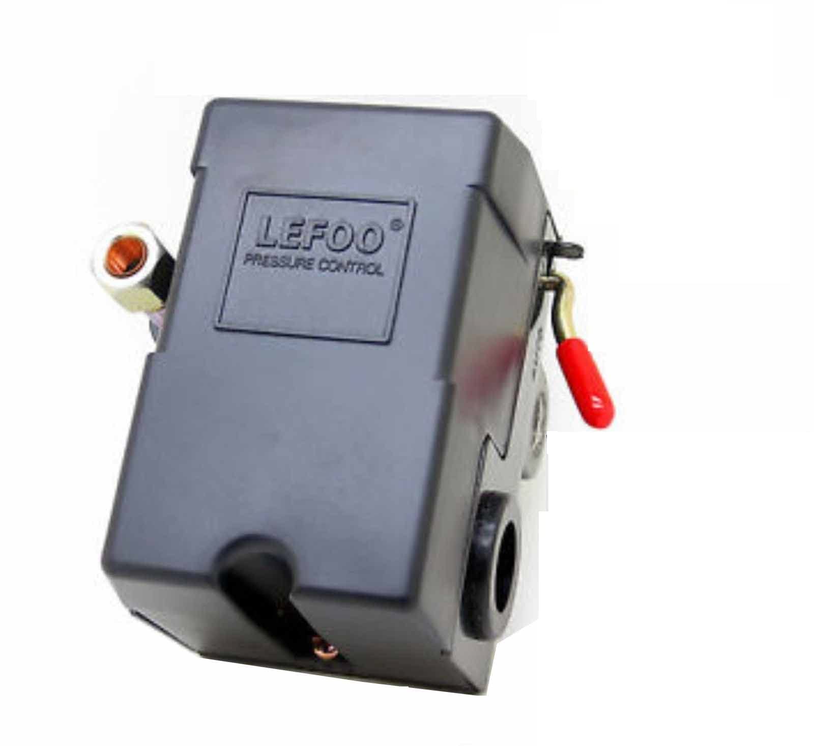 Air Compressor Pressure Switch Control with Unloader and ON/Off Switch Lever Compatible for 90-125 Psi 26A Air Compressor, Adjustable Pressure Air Compressor Replacement Parts by JahyElec