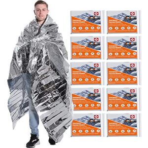 emergency blankets mylar thermal blanket,(10 pack) of gigantic space blanket 82 * 64 in. survival blankets heavy duty camping gear,first aid