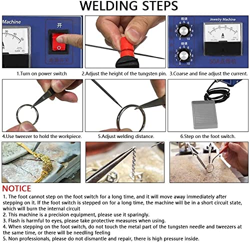 HPDONM 300W Jewelry Pulse Welding Machine Portable High Power Spot Welder DX-50A,Welding Range: 0.6-1.2MM, for Gold Silver Platinum Palladiu