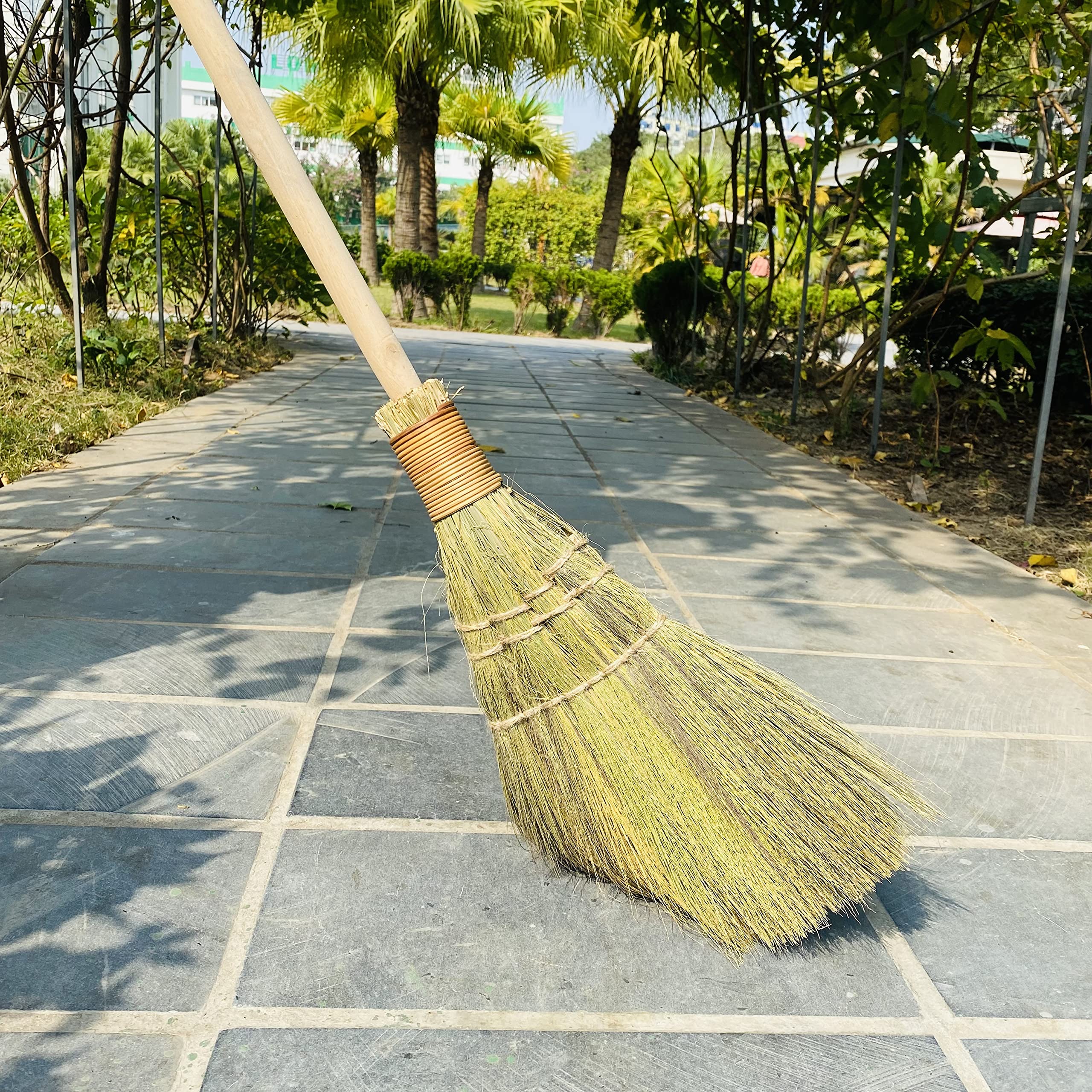 TTS For Home Vietnamese Straw Soft Broom for Cleaning with Long Handle Broom- Broom Decorative 7.84'' Width, 45.5" Length