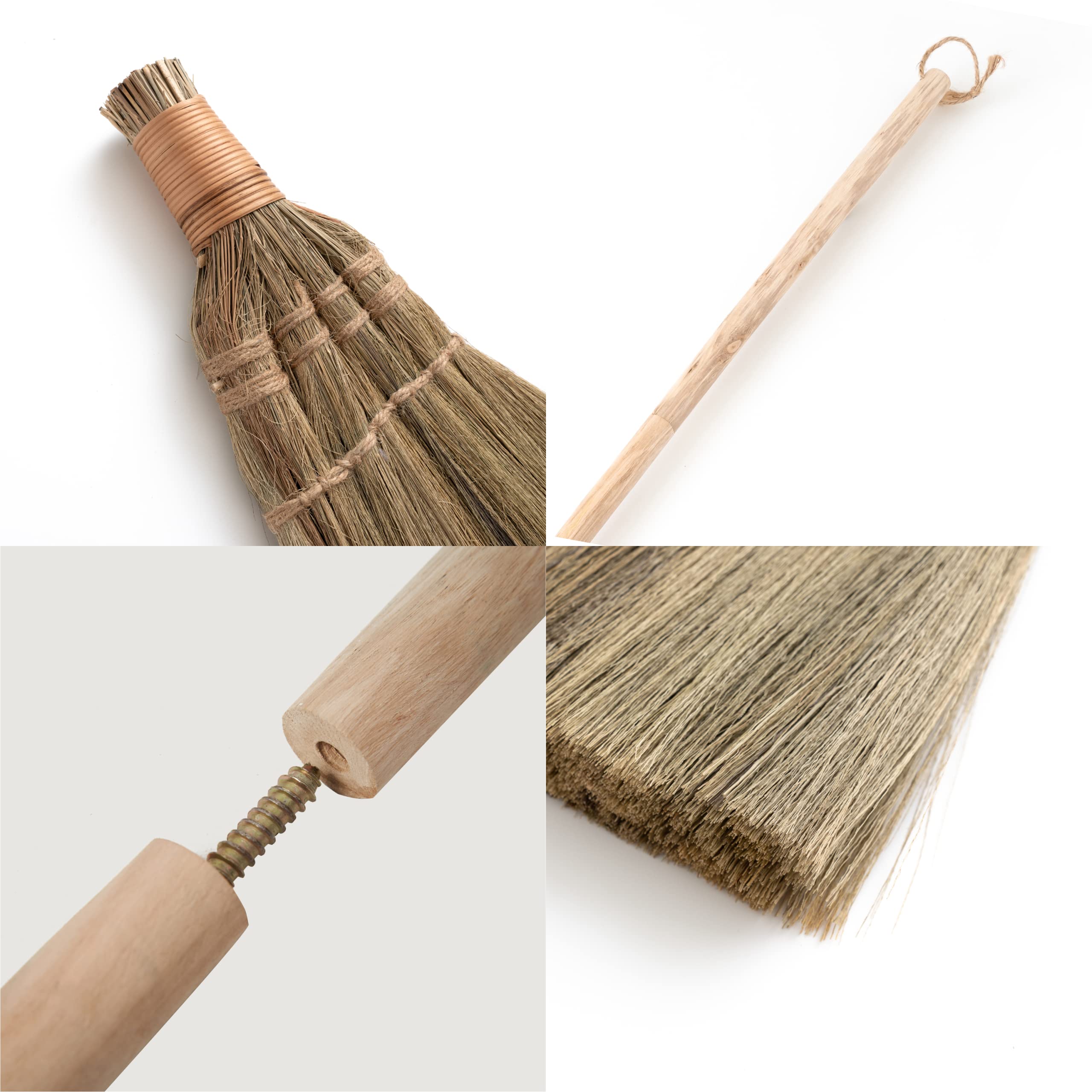 TTS For Home Vietnamese Straw Soft Broom for Cleaning with Long Handle Broom- Broom Decorative 7.84'' Width, 45.5" Length