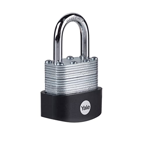 Yale 1-7/8" Wide Laminated Padlock with 1-1/8" Shackle and 3 Keyed Alike Keys for Outdoor Gate, Fence, Storage (3 Pack)